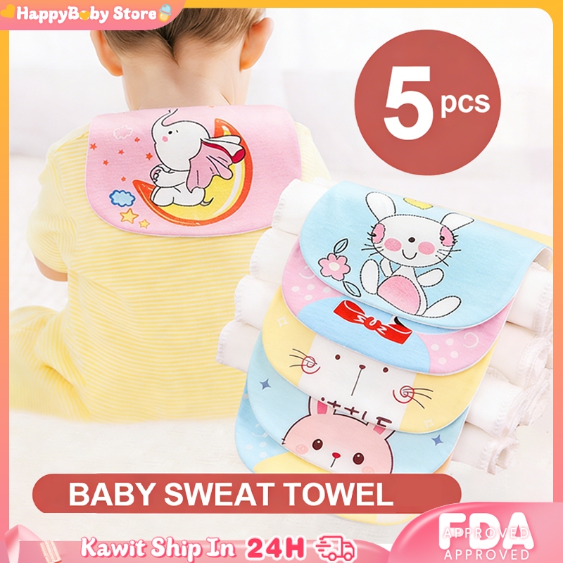 5PCS Baby Back Towel Sweat Towel Sweat Absorber 100% Muslin Cotton keep ...