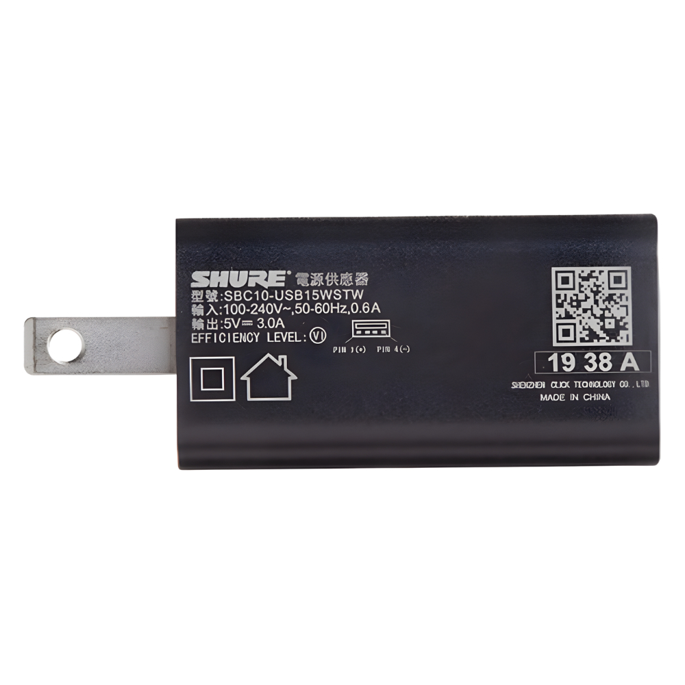 Shure SBC10-USBC Battery Wall Charger for GLX-D+ Transmitters with 100 ...