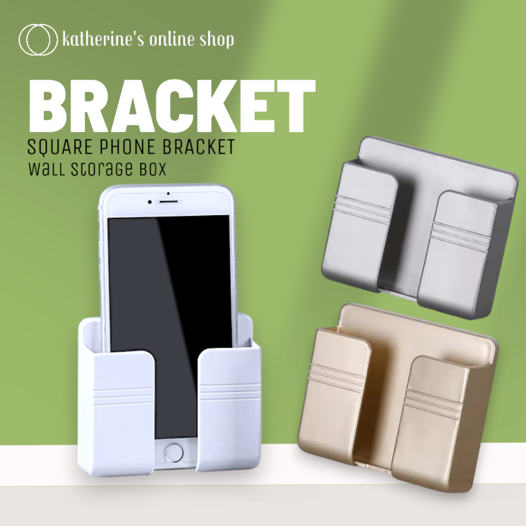 SQUARE PHONE BRACKET Wall Hanging Remote Control Organizer Mobile Phone ...