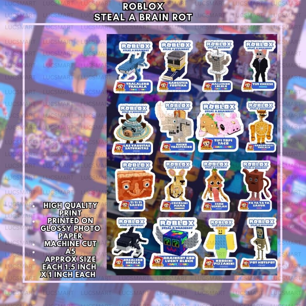 LUCSMART printsNcrafts ROBLOX STEAL A BRAINROT INPIRED STICKERS for ...