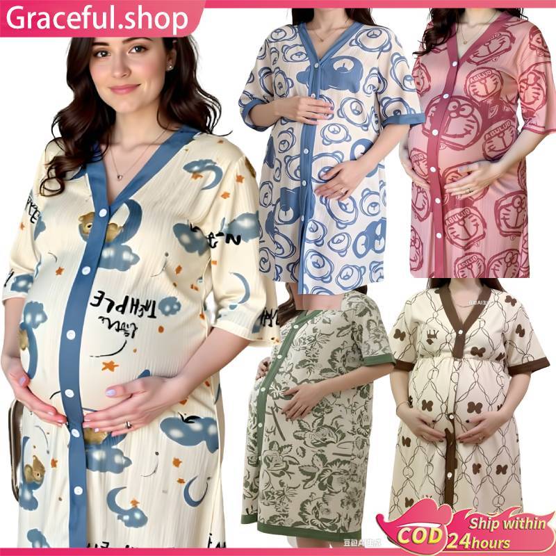 Maternity Dress Korean Fashion Plaid Casual Maternity Wear Plus Size ...