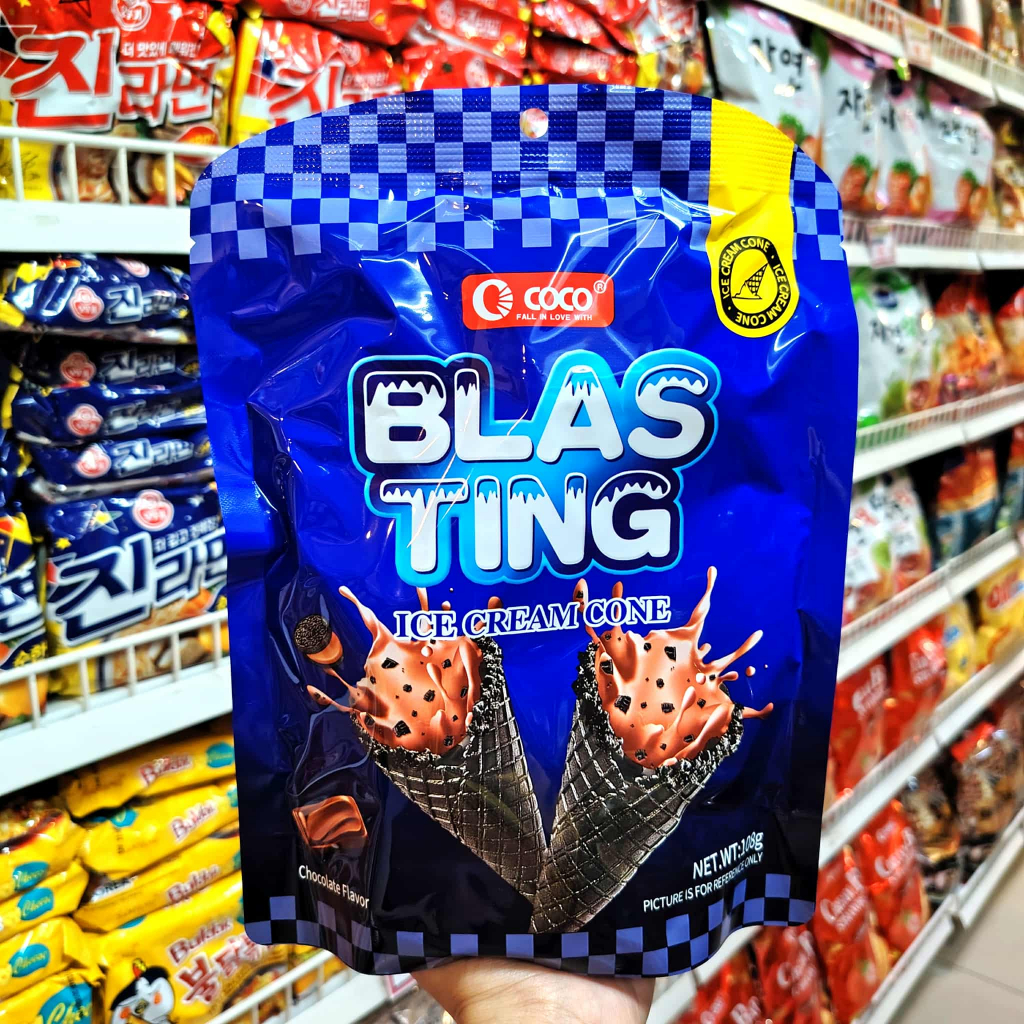 Coco Blasting Ice Cream Cone Chocolate/Strawberry Flavor 180g | Shopee ...