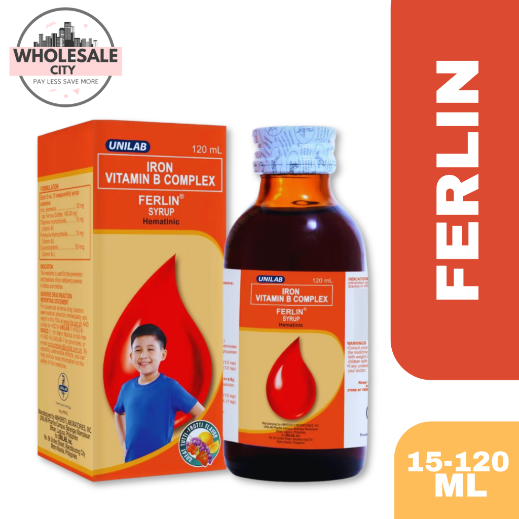 Ferlin (Iron + Vitamin B-Complex) Drop (15ML) / Syrup (120ML) | Shopee ...
