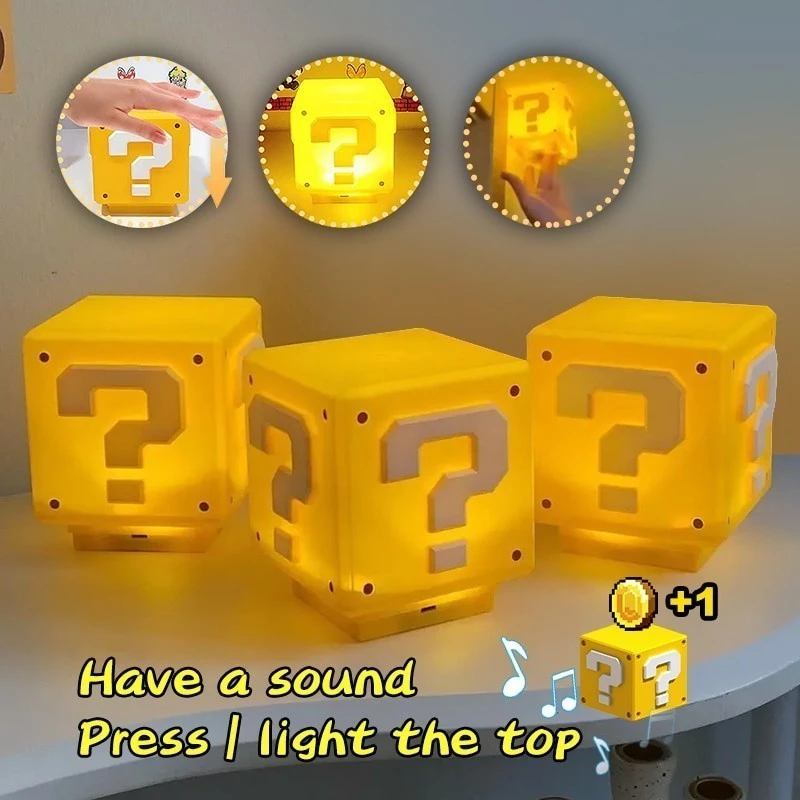 New Super Mario Bros LED Question Mark Brick Night Light USB Charging ...