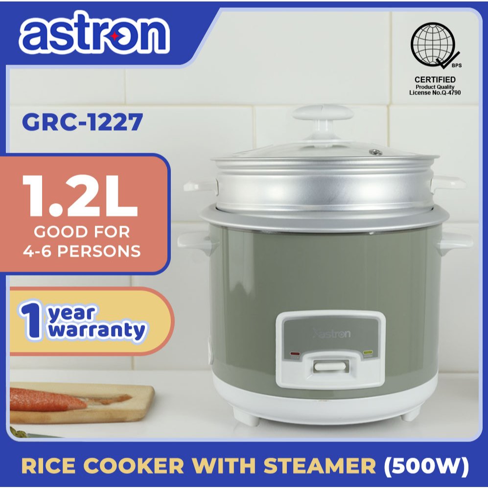 Astron GRC1227 Rice Cooker with Steamer Tray - 1.2L Capacity | Space ...