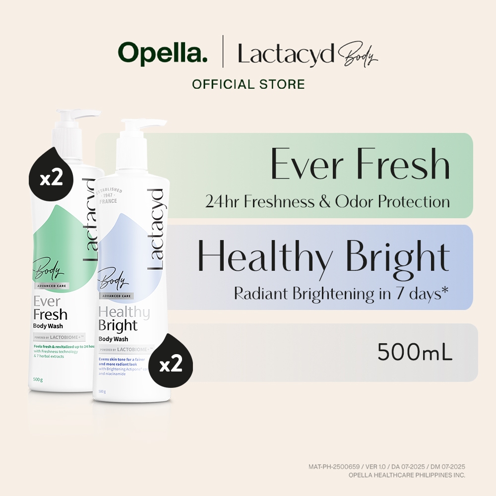 Lactacyd Ever Fresh Body Wash 500mL x2 + Healthy Bright Body Wash 500mL x2 | Shopee Philippines