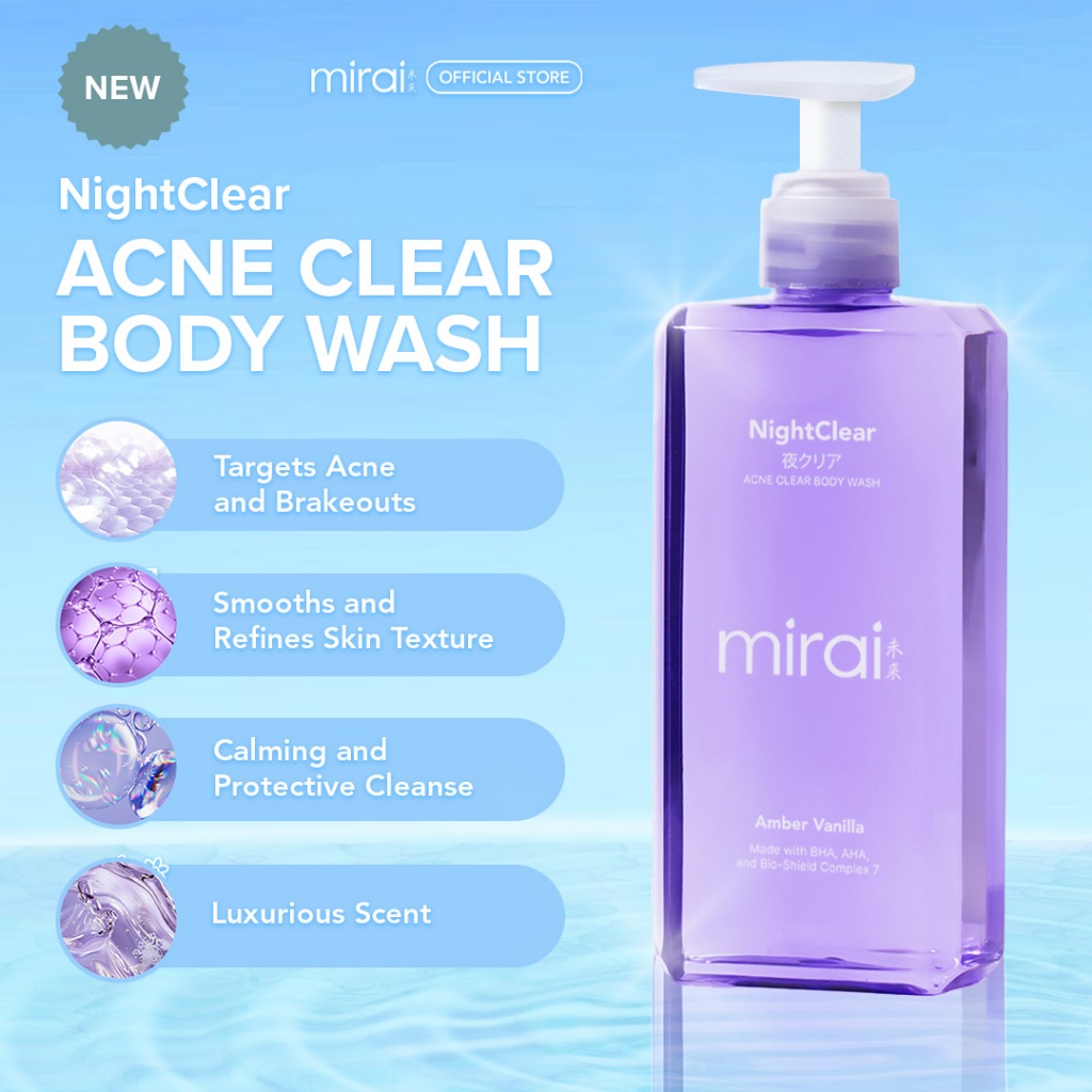 Mirai NightClear Acne Clear Body Wash with Salicylic Acid, Lactic Acid ...