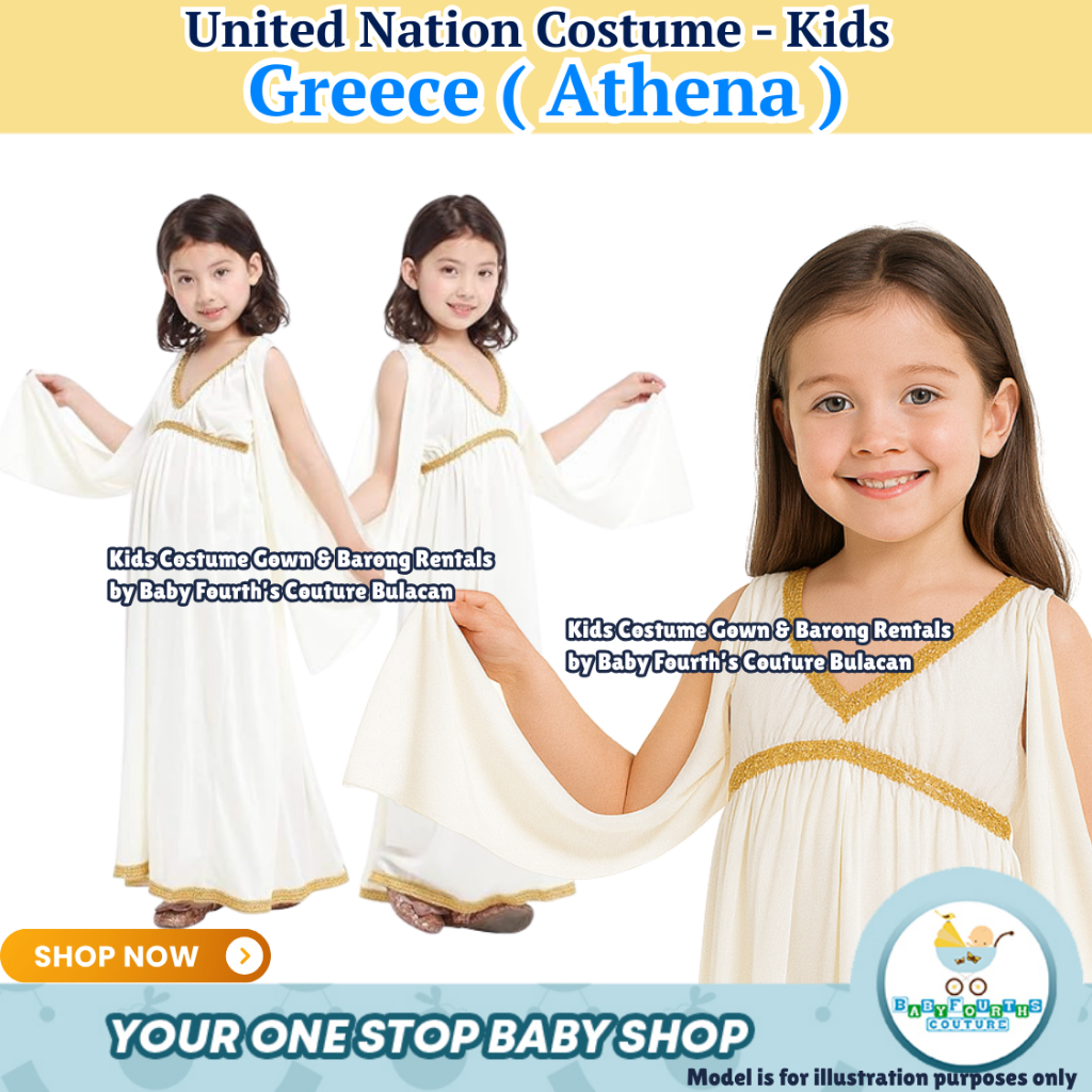 United Nation Greece Princess Book Character White Athena Dress Costume ...