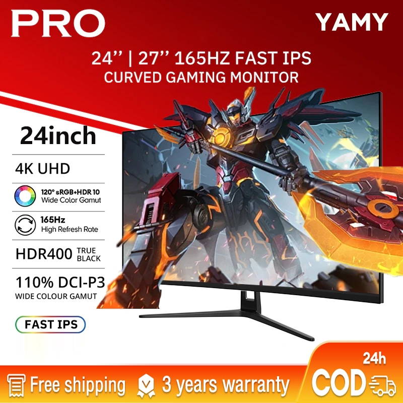 YAMY game monitor 24 inch 75hz 2k computer monitor 22/19 inch frameless ...