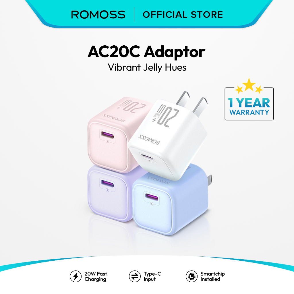 Romoss AC20C 20W GaN Wall Charger USB-C Fast Charging Adapter Type C ...