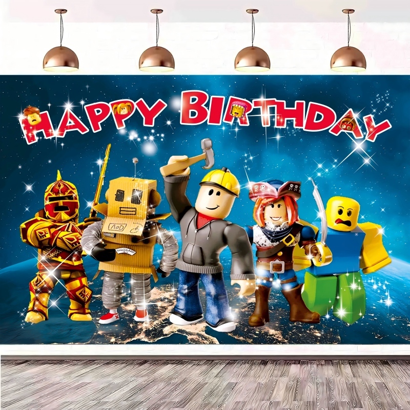 (No customized)150*180cm/100*150cm birthday backdrop Cloth Roblox party ...
