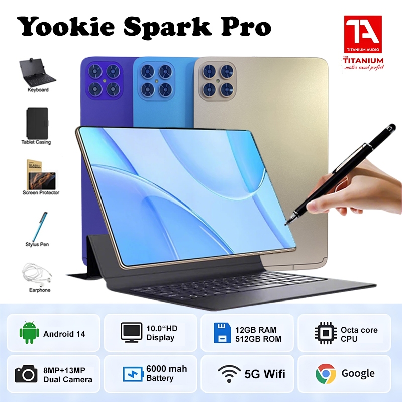 Yookie Original spark pro Tablet Android Tablet with keyboard pen 12 ...