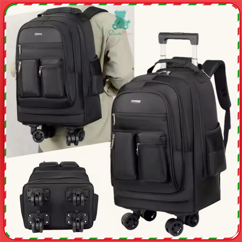 Rolling Backpack 4 Wheels Detachable Waterproof Travel Backpack Laptop ...