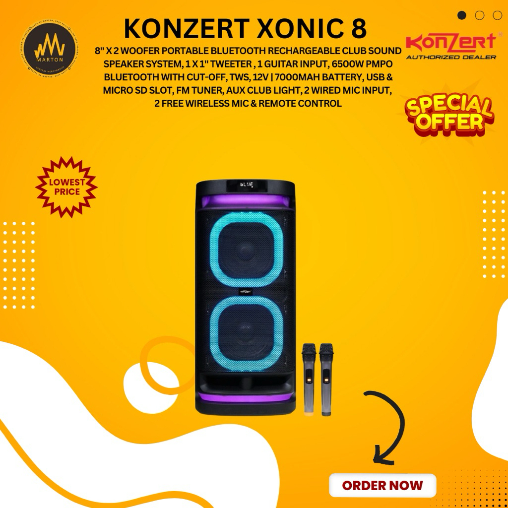 Konzert Xonic 8 | 8” RECHARGEABLE PORTABLE BLUETOOTH SPEAKER | Shopee ...