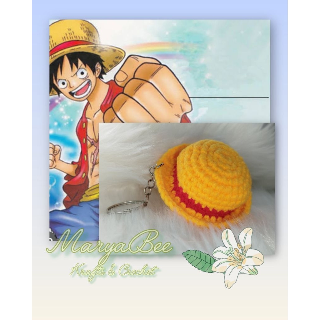 One Piece Crochet Luffy Hat Keychain - Handmade Crochet | Shopee ...