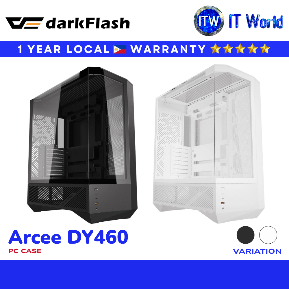 DarkFlash Arcee DY460 Three Side Glass Panel ATX Luxury PC Case (Black ...