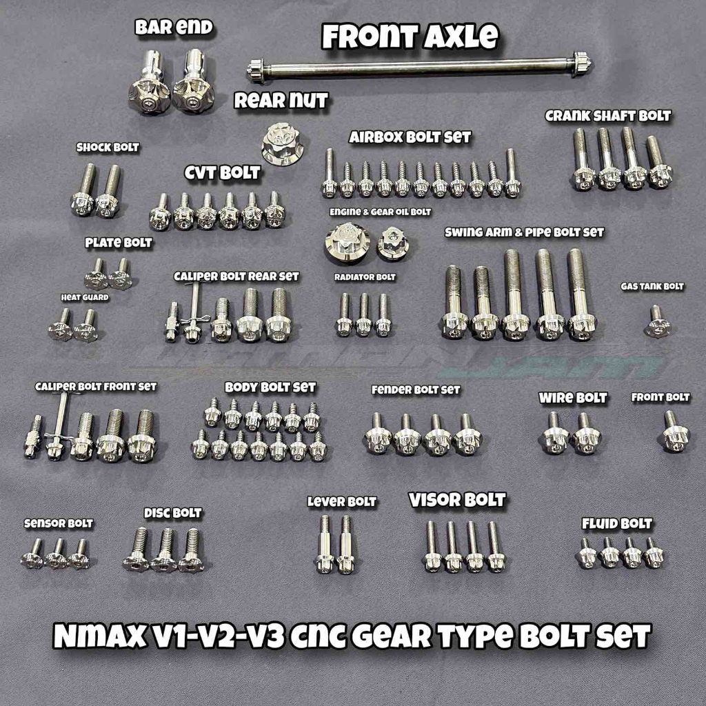 NMAX V1 / NMAX V2 CNC BOLTS SET (SOLD PER PARTS) CNC GEAR TYPE ...