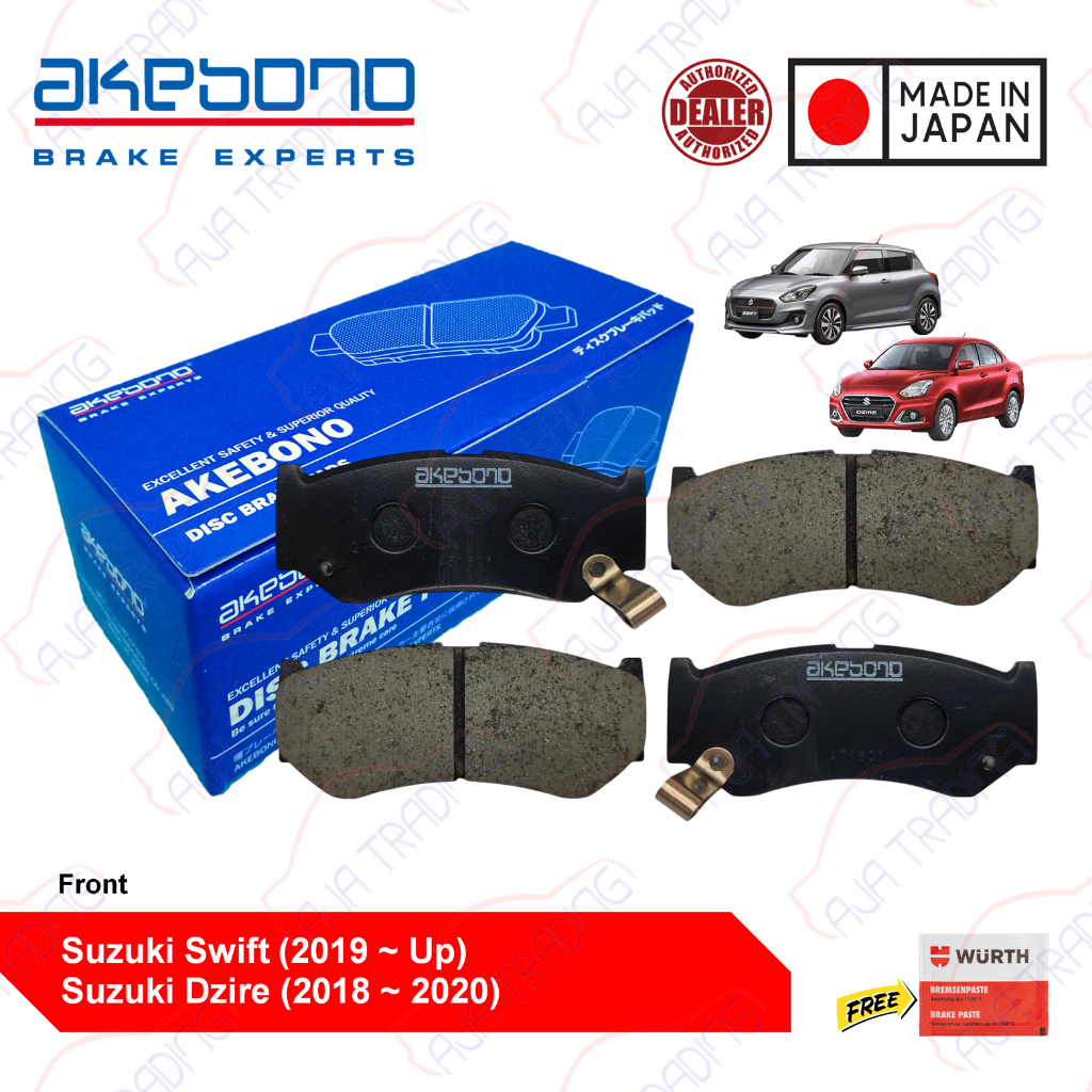 Genuine Akebono Front Brake Pads for Suzuki Swift (2019 - Up) and Suzuki Dzire (2018 - 2020 ...