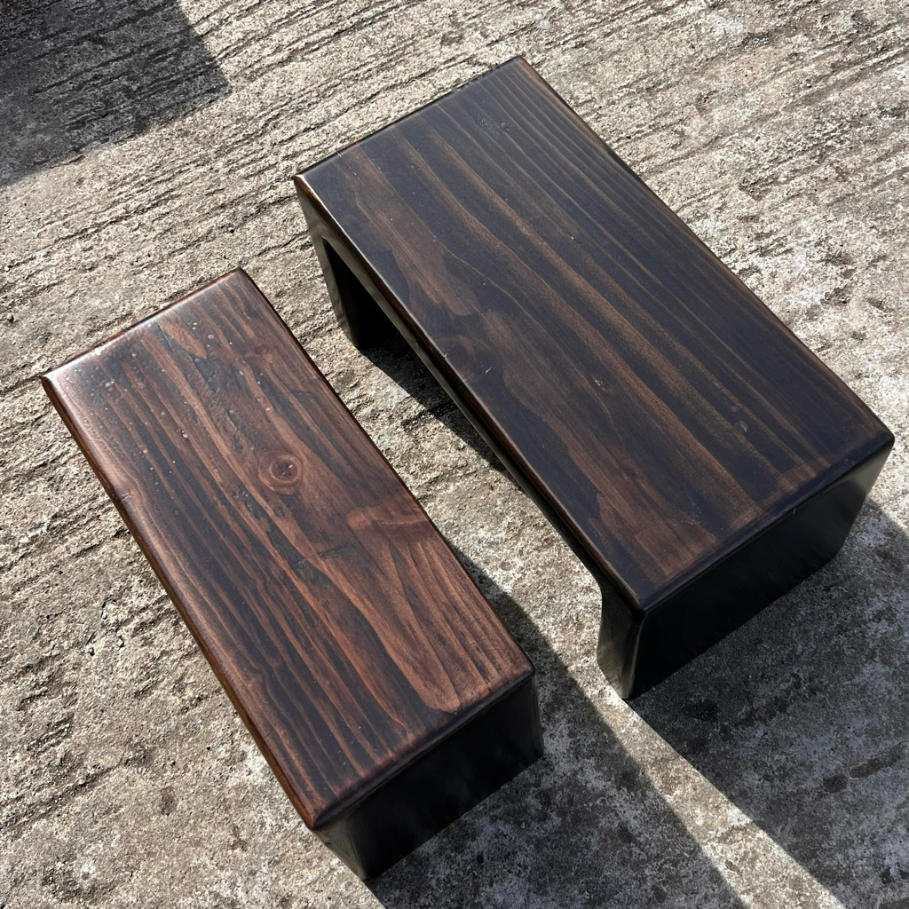 BANGKITO SOLID WOOD - WOODEN STOOL - CHAIR - STEEL BRACKET | Shopee ...