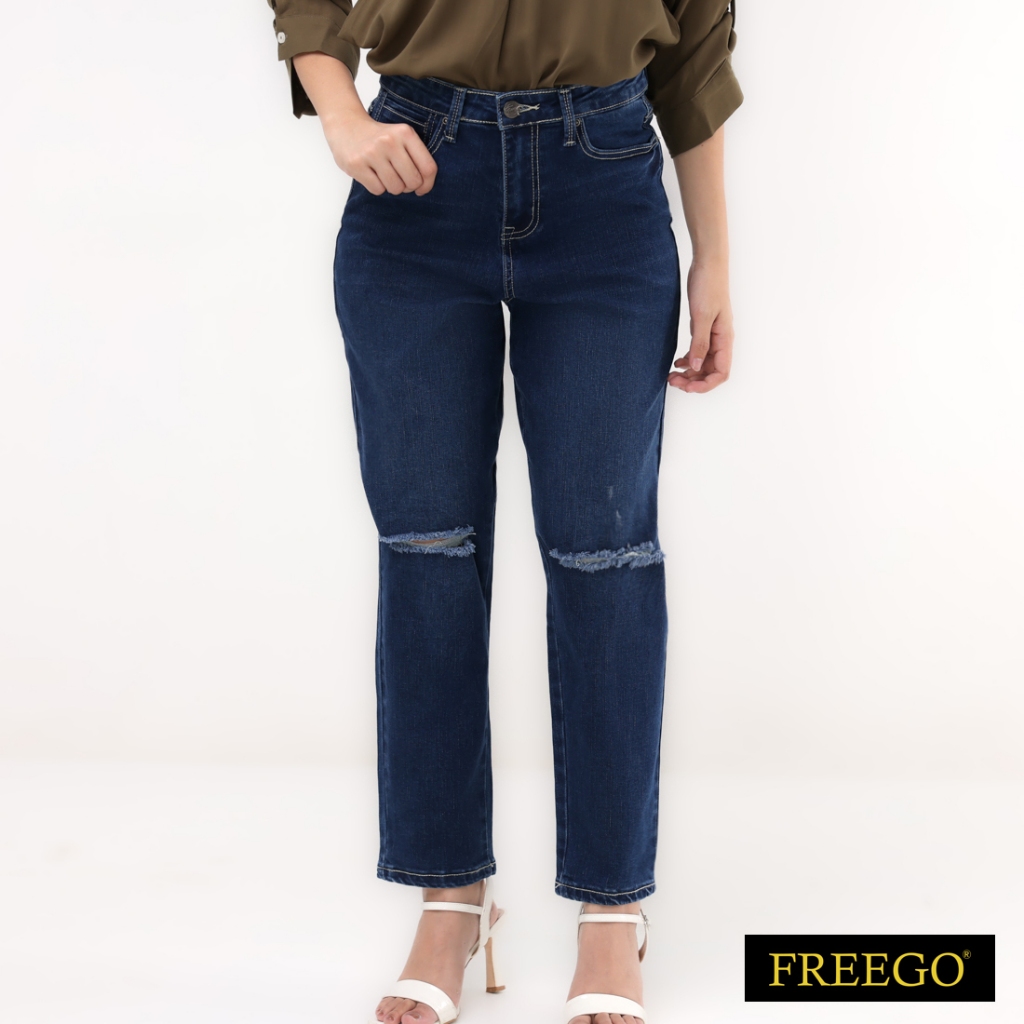 Freego Ladies Denim Lp Mom Jeans High Waist ASB45-0003 | Shopee Philippines