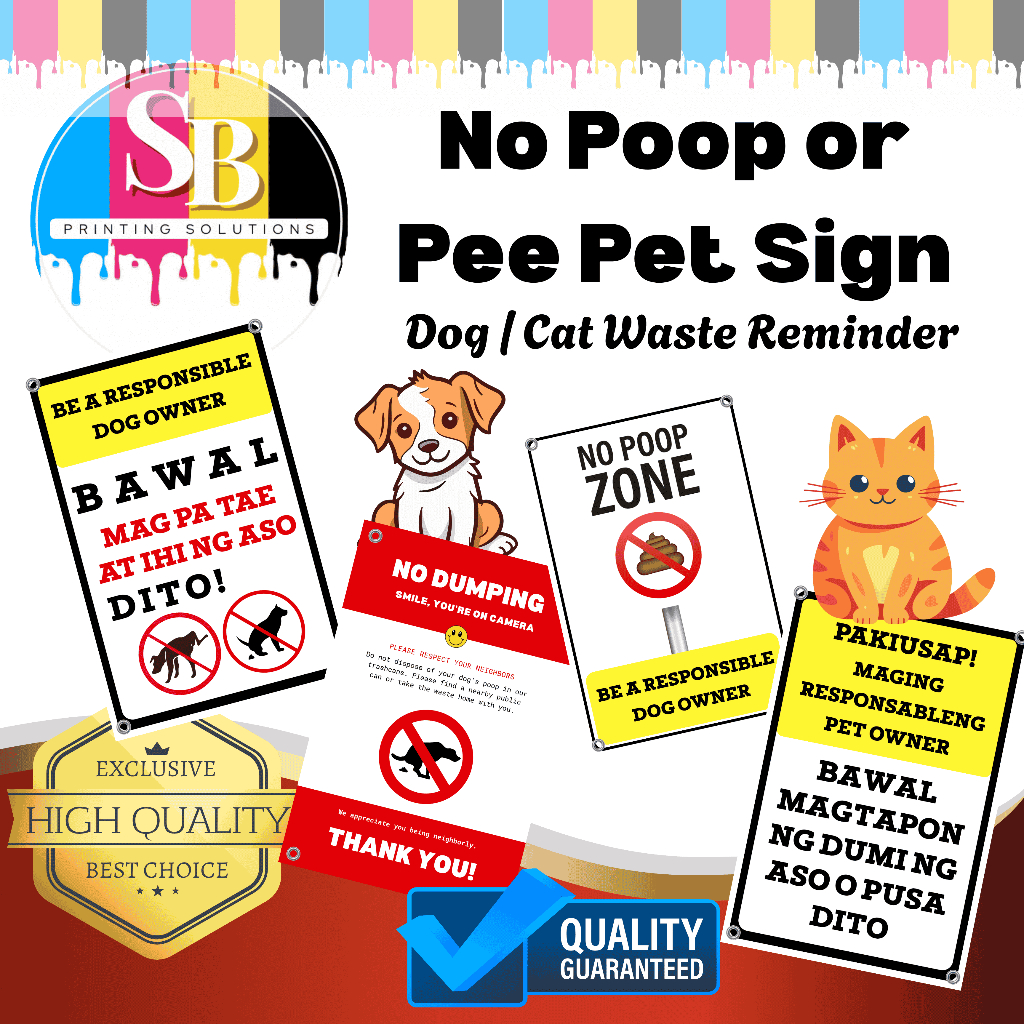 No Poop or Pee Pet Sign | Dog Waste Reminder | Waterproof Outdoor ...