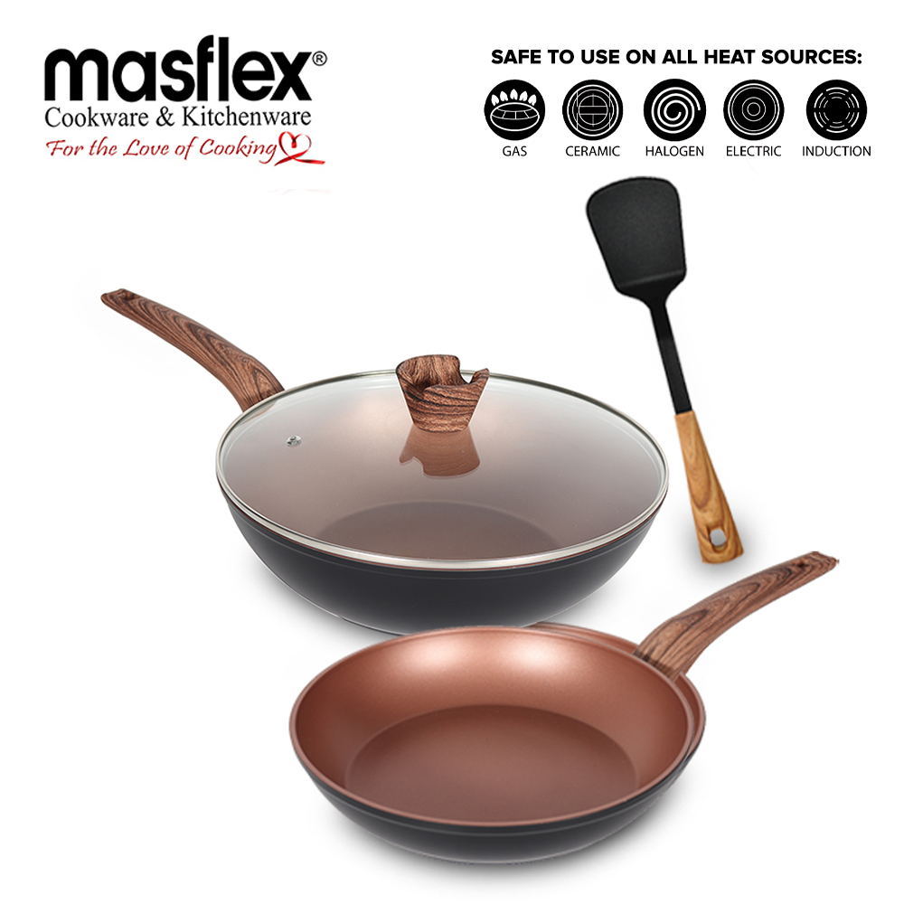 Masflex 3pc Limited Edition Pecan Cookware Set non-stick coating ...