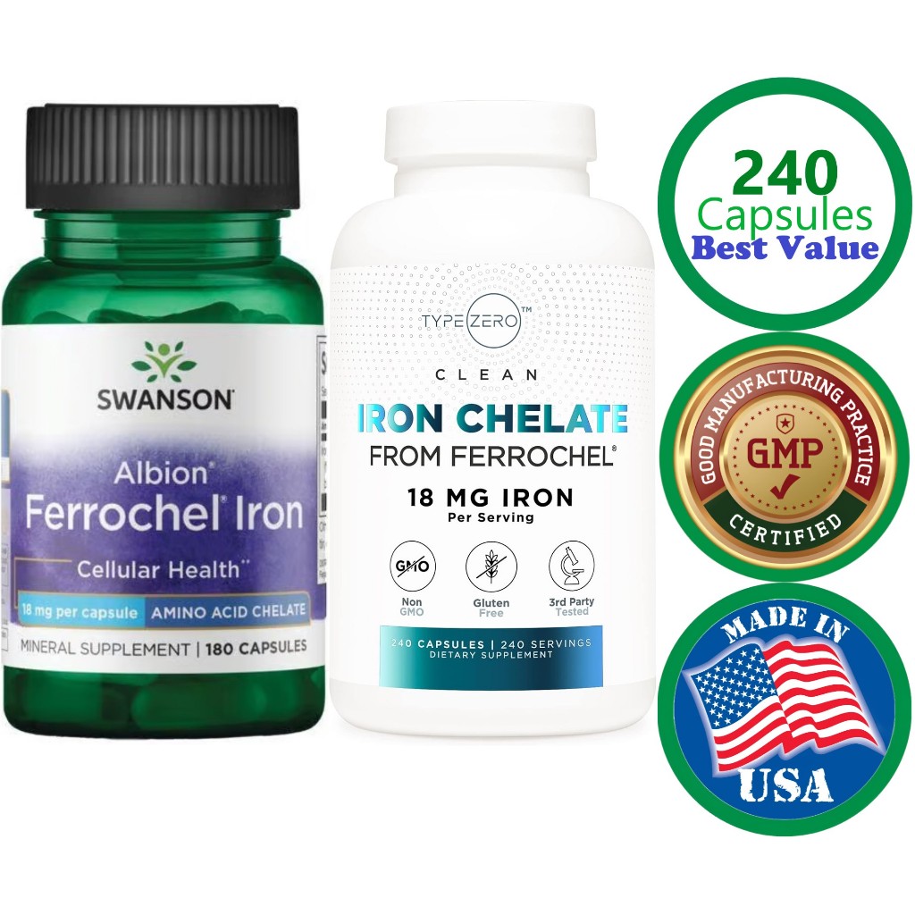 Real Iron Chelate Bisglycinate 240/180 Caps Ferrochel® Gentle Iron ...