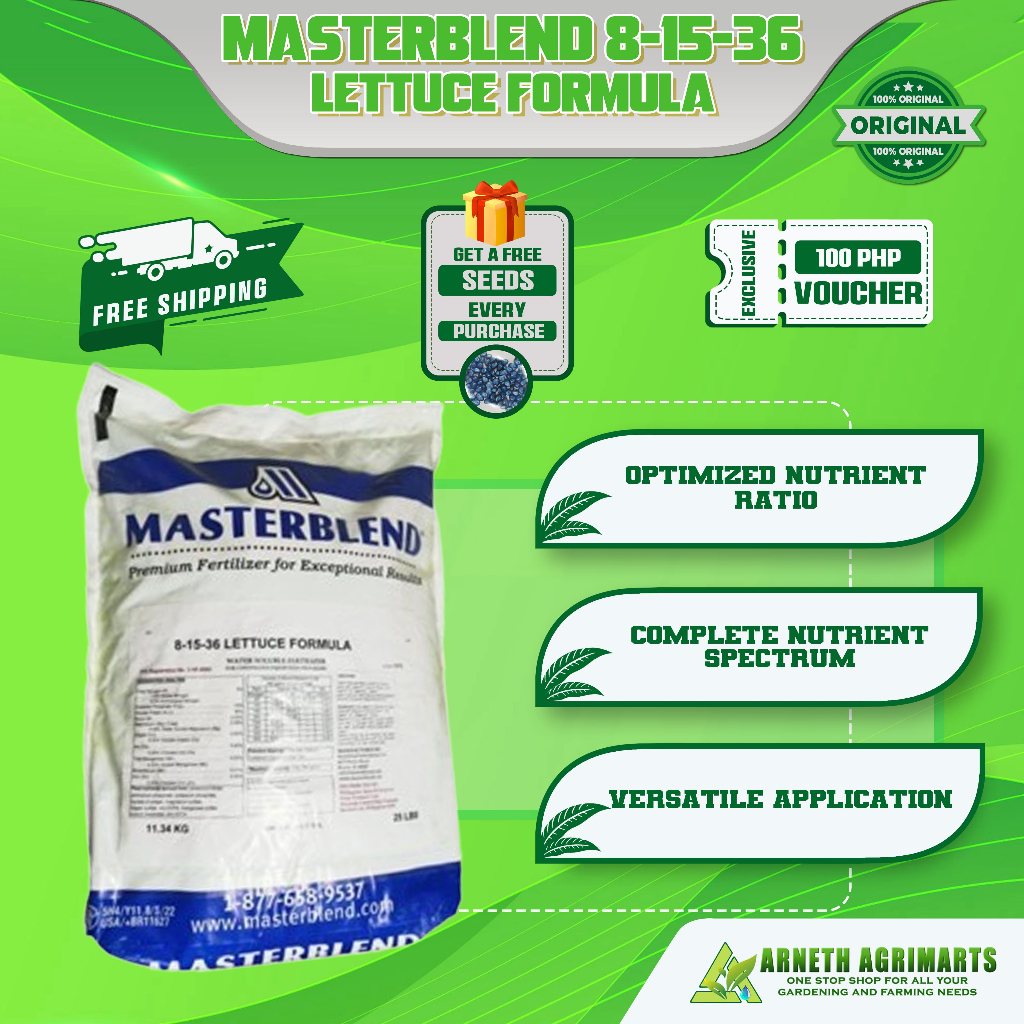 ARNETH MASTERBLEND 8-15-36 LETTUCE FORMULA FOR HYDROPONICS 25 LBS SACK ...