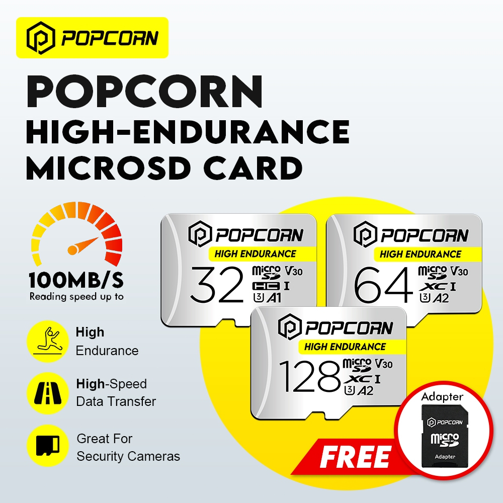Popcorn Memory Card 128GB Capacity High Speed 100MB/s Class 30 Micro ...