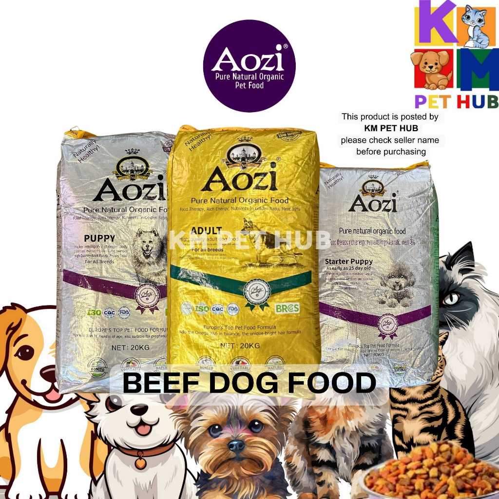 Aozi Pure Natural Organic Dry Food Dog Food in Sack Beef 20kg KM PET ...