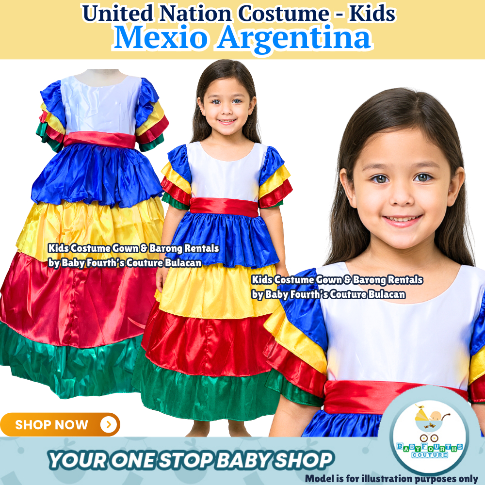 United Nation Mexico Argentina Traditional Gown Dress Costume for Kids ...