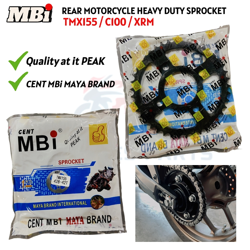 MBi Cent Maya Brand Rear Motorcycle Heavy Duty Sprocket TMX155 C100 XRM ...