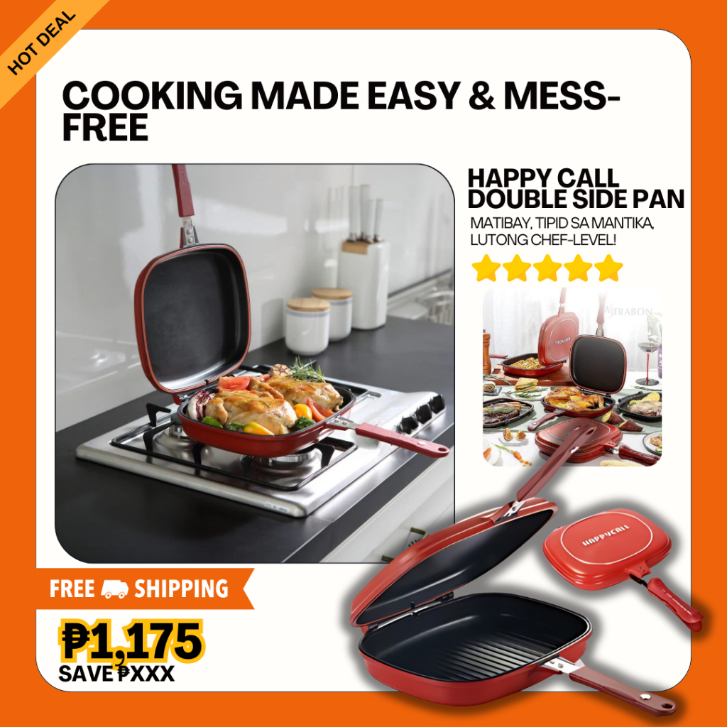 Happy Call Double Sided Grill Pan Original Non Stick Frying Pan Flip ...