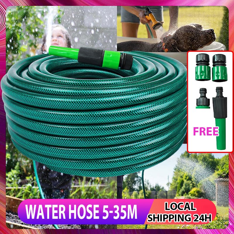 PVC Water Hose Set 5-35M With Adjustable Length Nozzle Heavy Duty ...