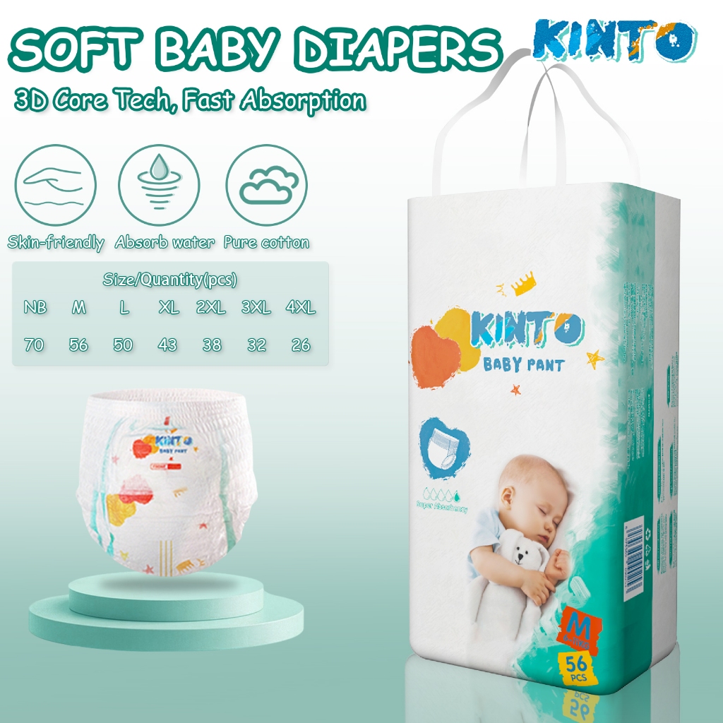 Kinto Newborn Baby Diapers Pull-up Pants Tape All Size NB M L XL XXL ...