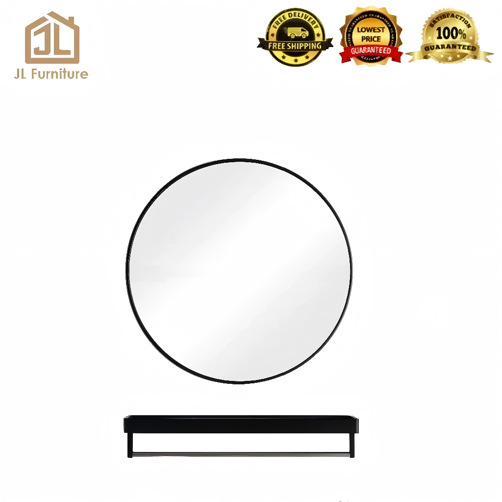 LI|Round Bathroom Mirror Cermin Bilik Mandi Aluminium Mirror Deco ...