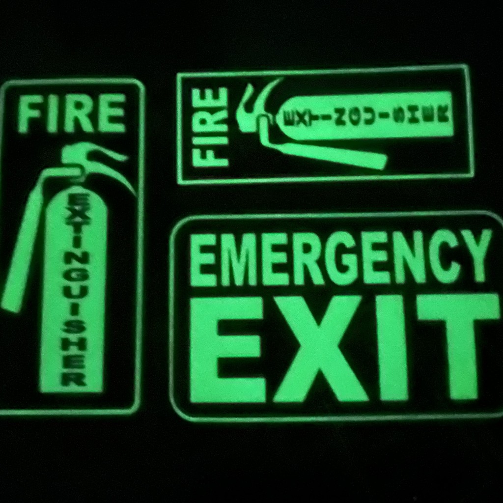 Exit Fire Extinguisher Fire Exit Sign Luminous Glow in the Dark Cut Out ...