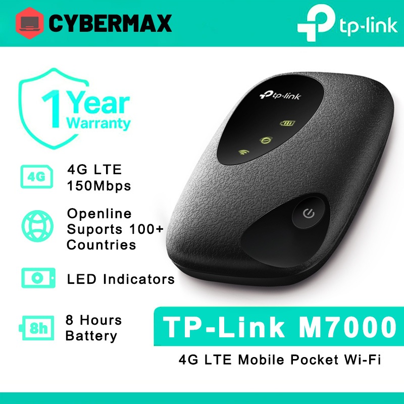 TP-Link M7000 4G LTE Pocket Wi-Fi 150Mbps 8 Hours Life Battery Openline Hotspot Mini Mobile Wi ...