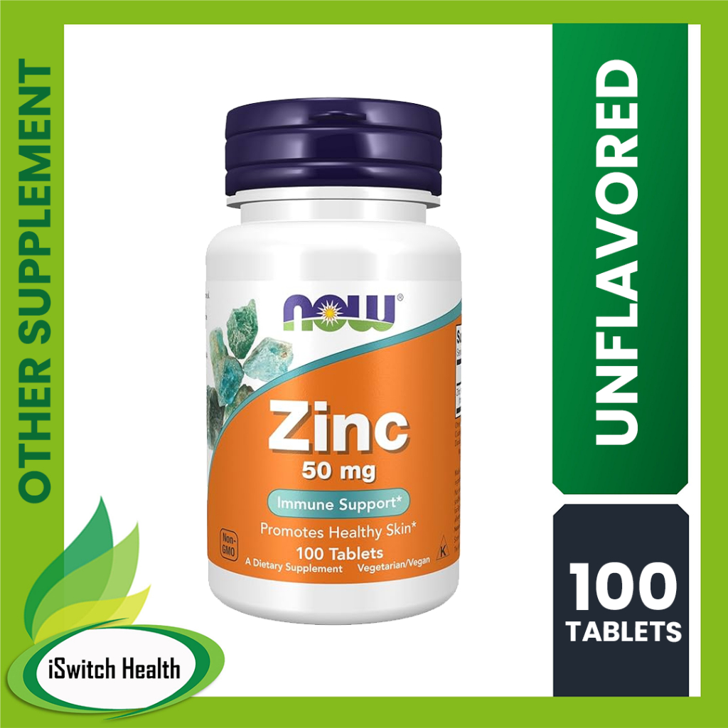 NOW ZINC 50MG | 100 TABLETS | ZINC | HEALTH | LIFESTYLE | WELL BEING ...