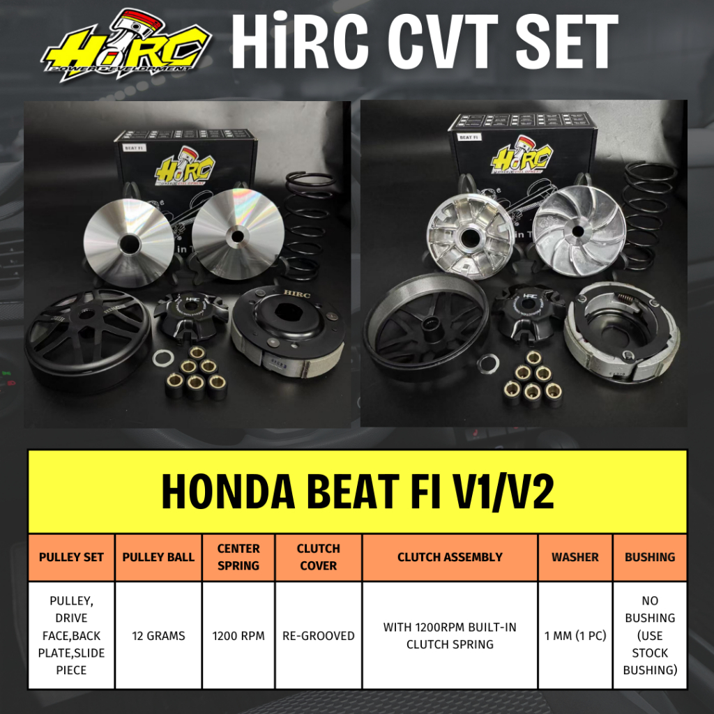 Hirc CVT Set Complete Set for HONDA BEAT FI V1/V2 (Degree 14) | Shopee ...