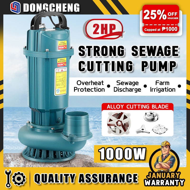 1000W/2HP Submersible Water Pump Heavy Duty Clean Steel Sewage Pump ...