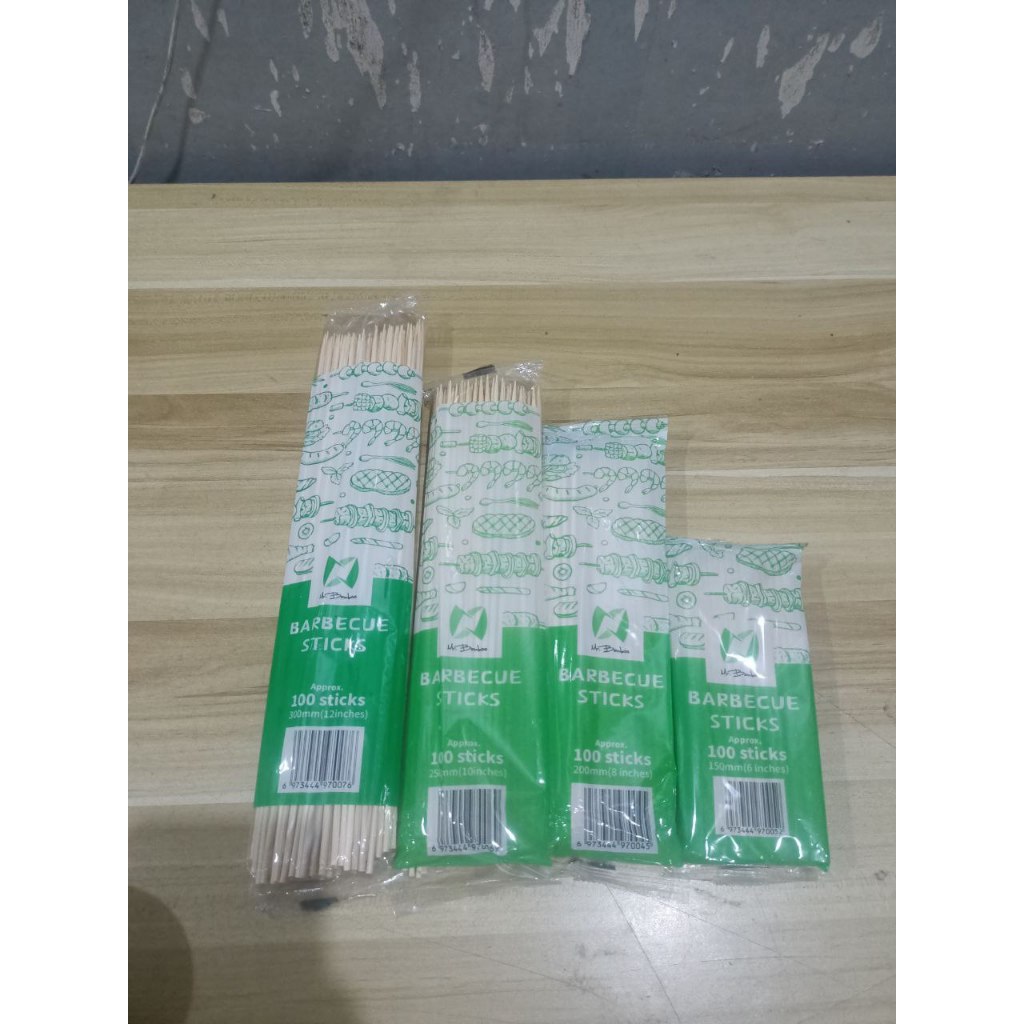 100 pieces Barbeque BBQ Sticks Set – (6/8/10/12 Inches) Bamboo Skewers ...