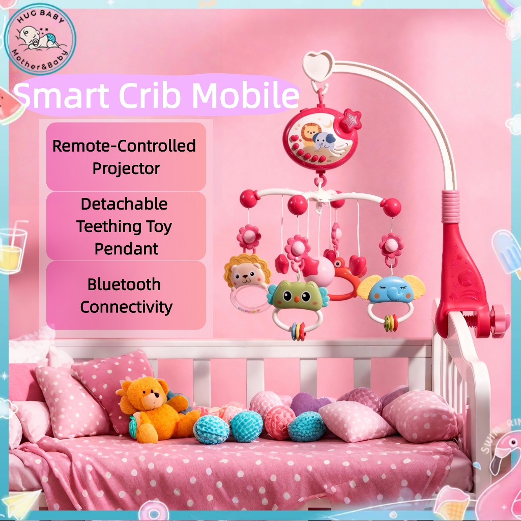 Smart Baby Crib Mobile with Remote Control Star Projection Bluetooth ...