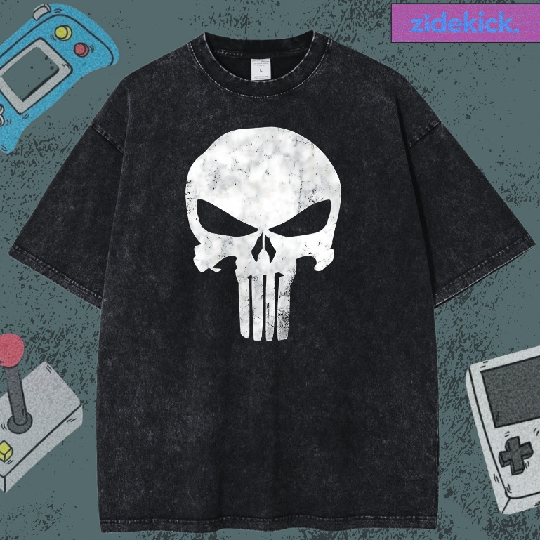 Zidekick The Punisher Vintage Retro Streetwear Washed Tee Shirt Men ...