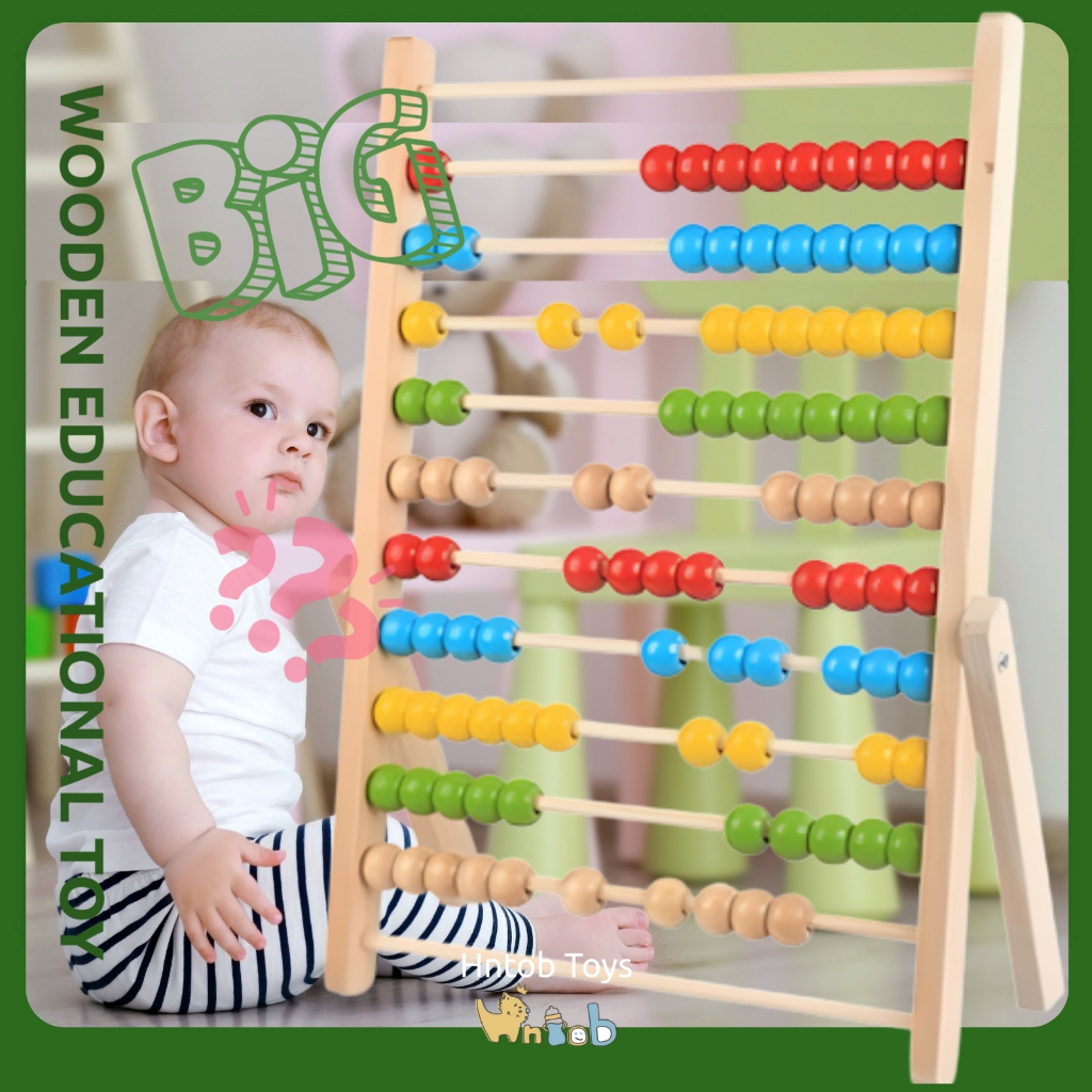 Hntob 57*39cm Wooden Calculation Rack Abacus Count Frame Teaching Aid ...