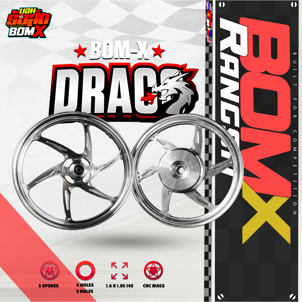 Bom Rangsit BomX Draco Cnc Mags14s 6 SPOKES Motor Accesory | Shopee ...