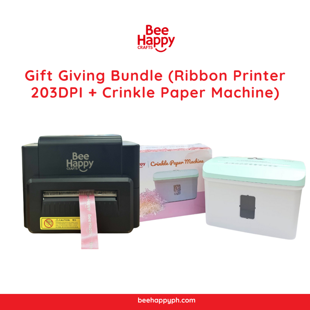 Gift Giving Bundle (Ribbon Printer 203DPI + Crinkle Paper Machine ...