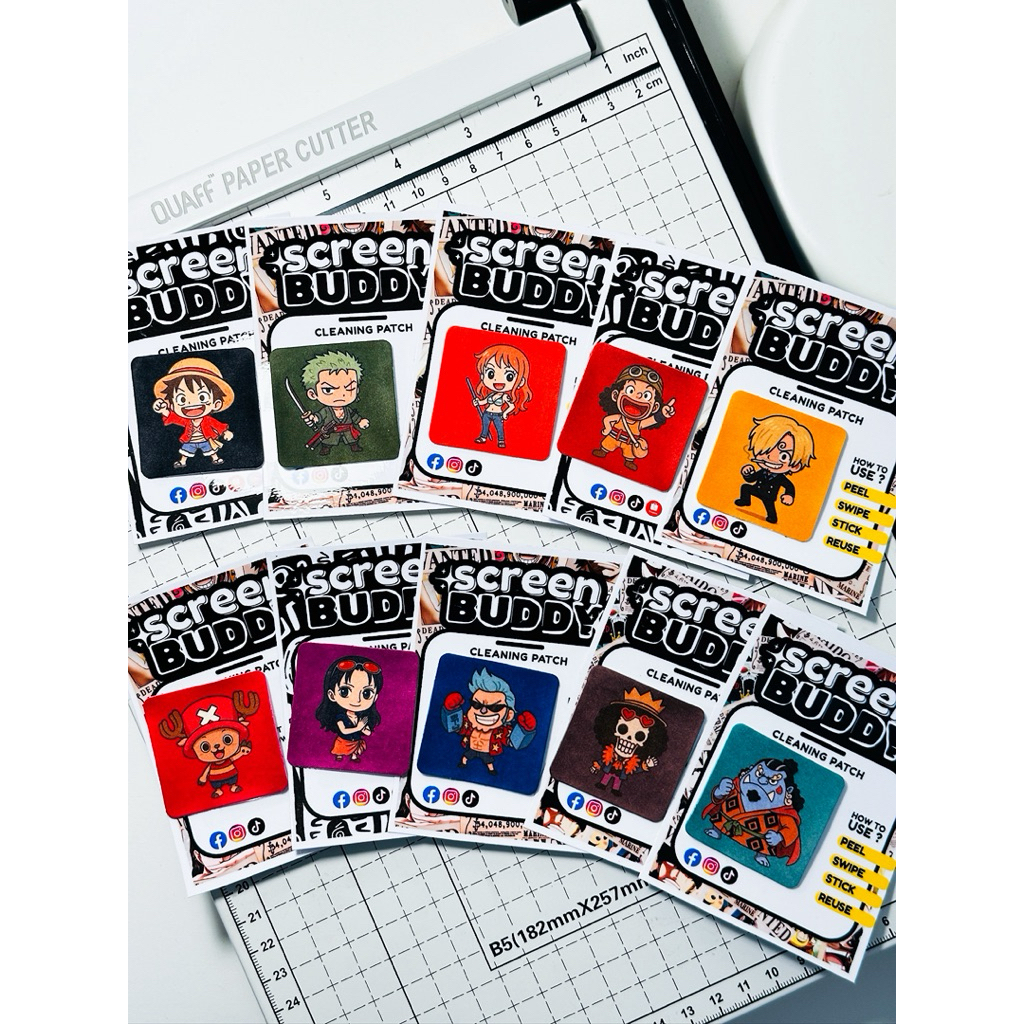 Screen Buddy One Piece Anime | Microfiber Phone Cleaning Sticker Patch ...