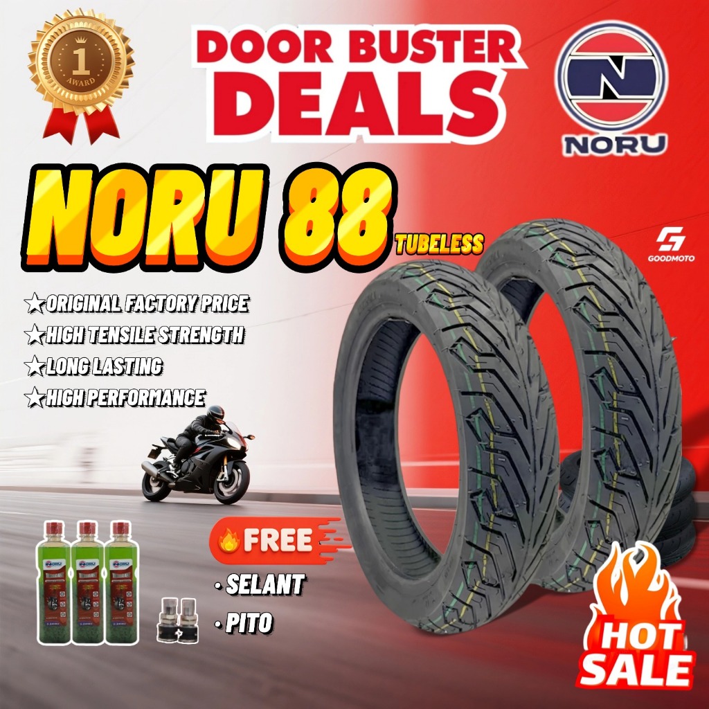 TIRE NORU TIRE 14TL/17TL TUBELESS TIRE FOR NMAX AEROX PCX CLICK BEAT ...