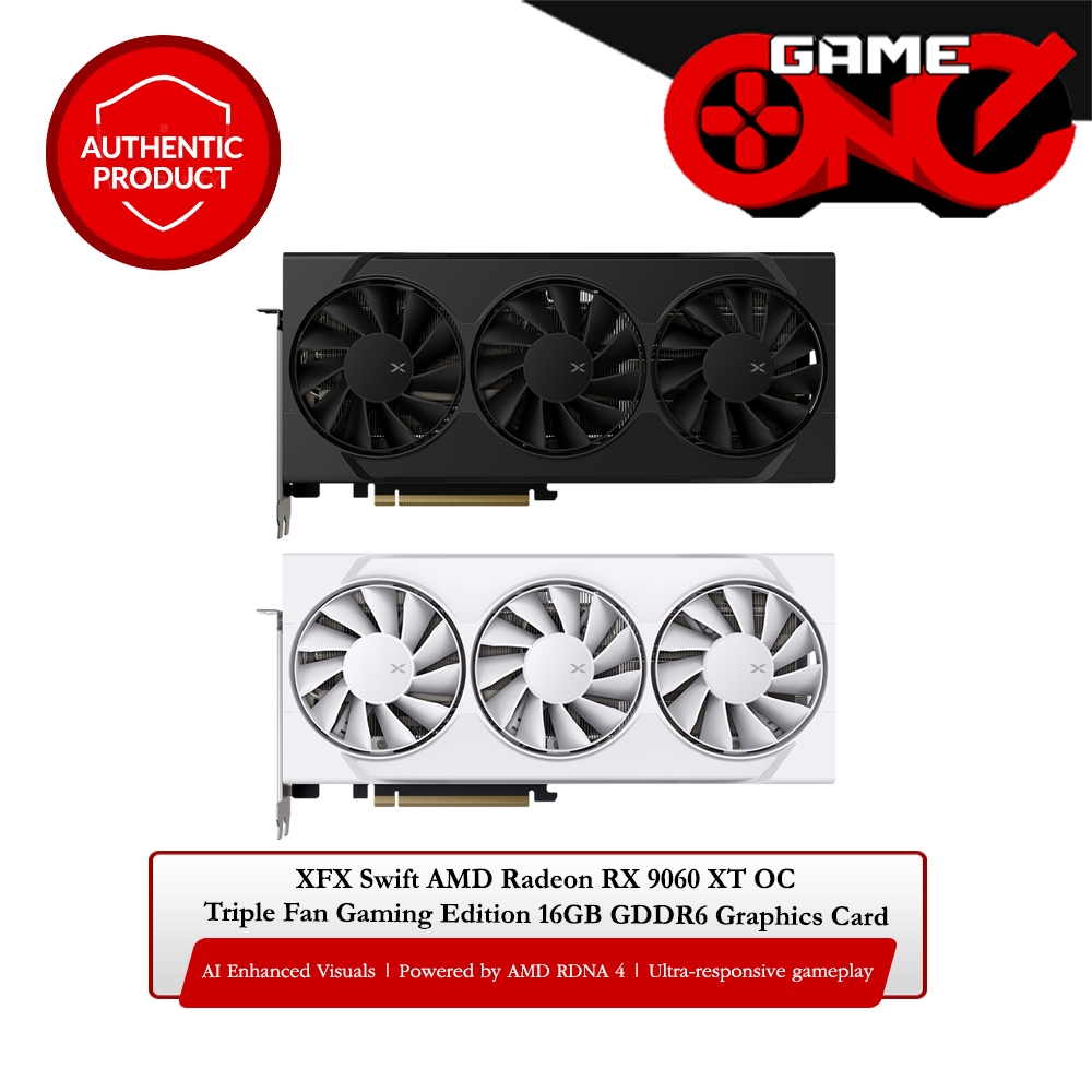 XFX Swift AMD Radeon RX 9060 XT OC Triple Fan Gaming Edition 16GB GDDR6 ...